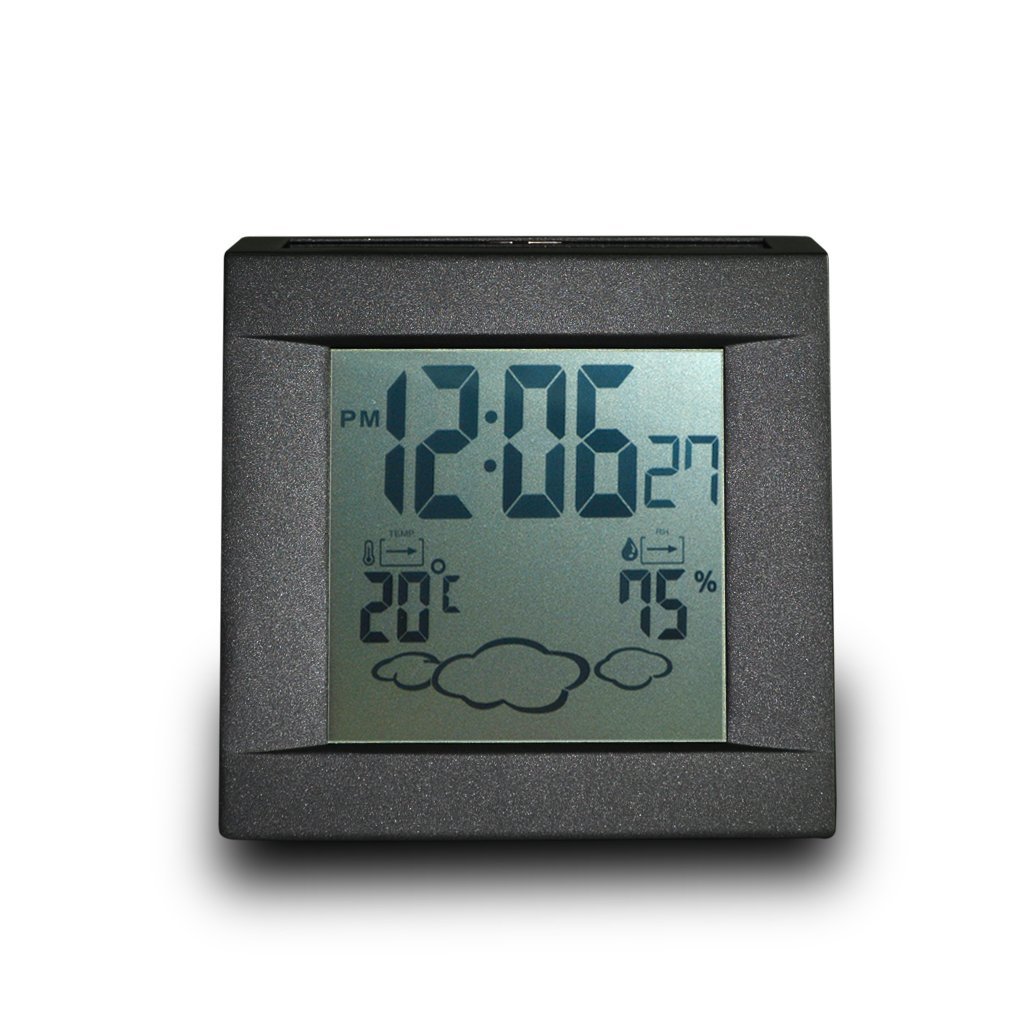 CNUALV Metal Solar Power Digital LCD Weather Station with Time ...