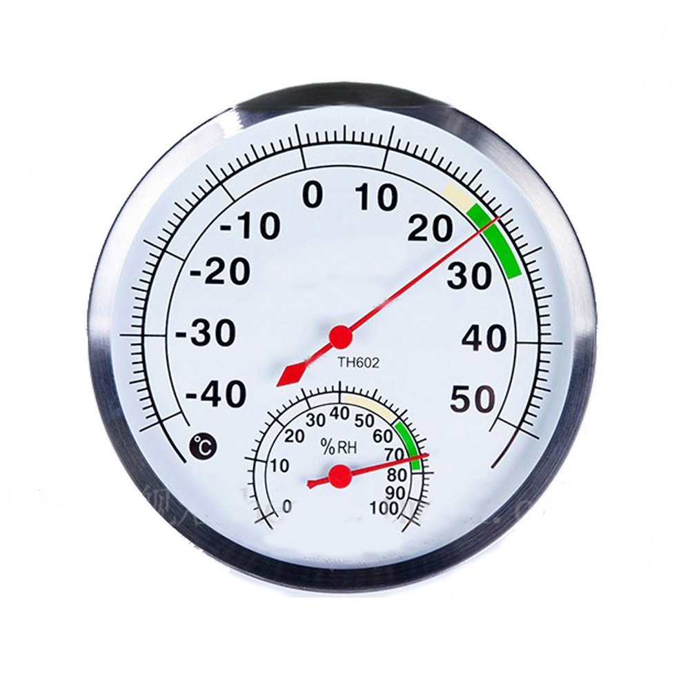 5" Dial Thermometer Hygrometer Stainless Steel Case Indoor Outdoor ...