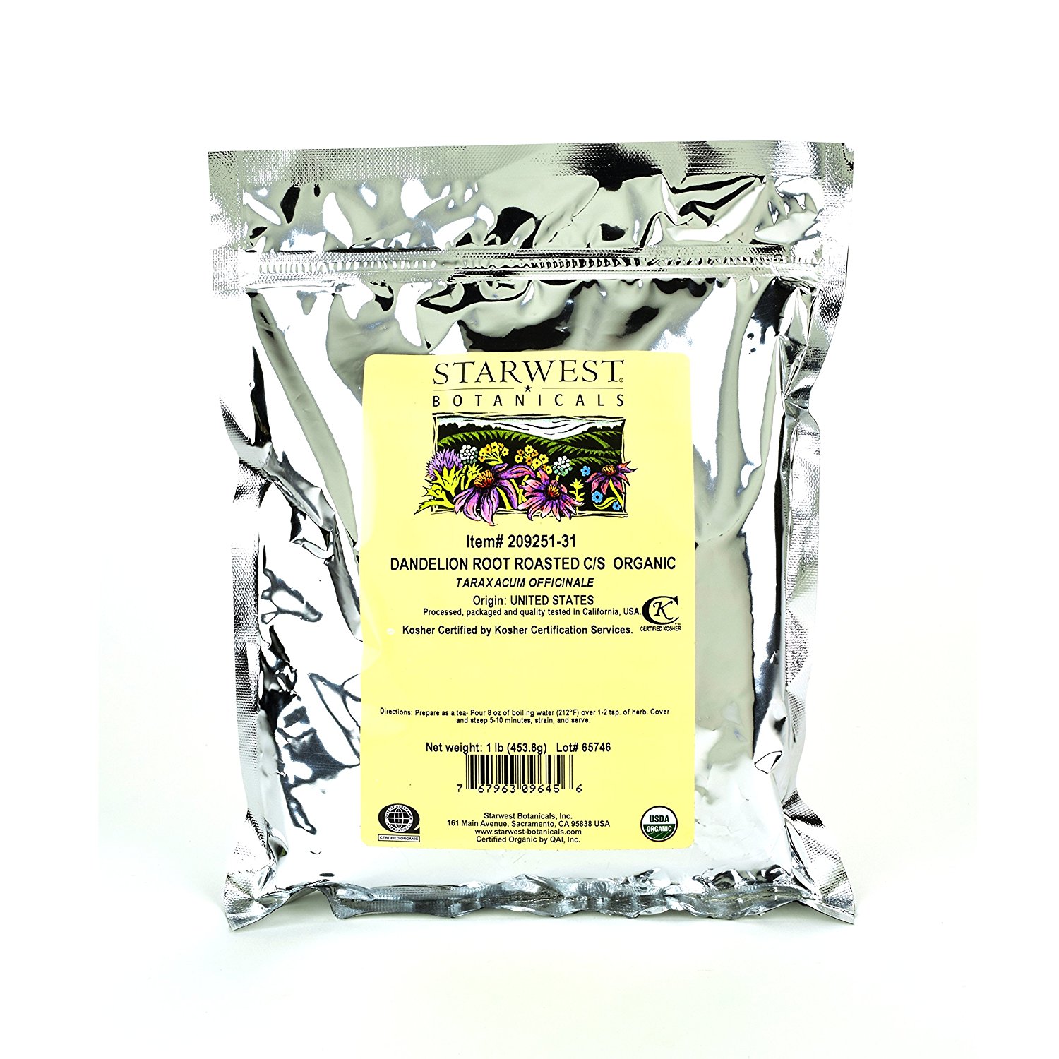 Starwest Botanicals Organic Dandelion Root Roasted Cut [1 Pound] Loose ...