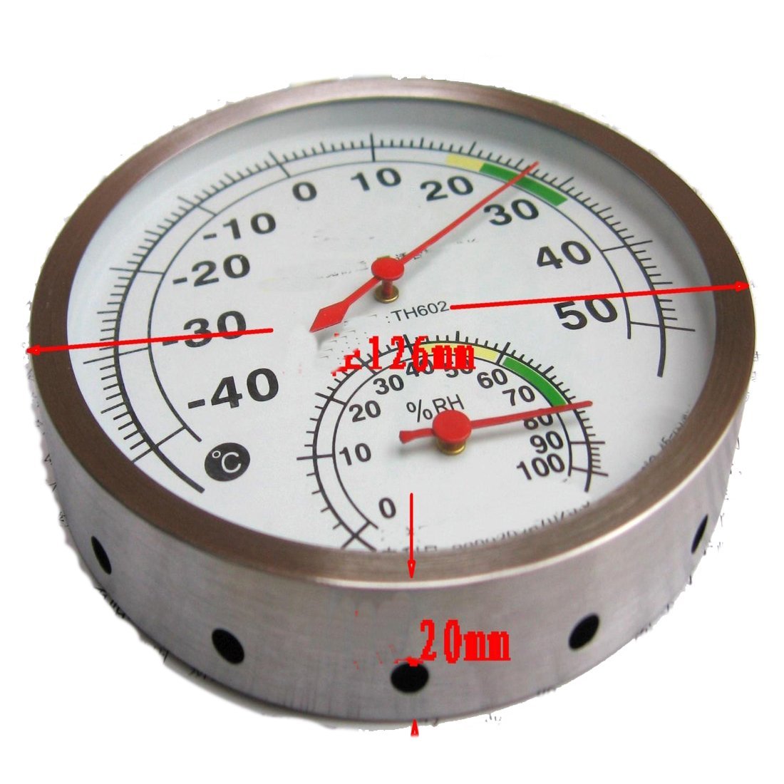 5" Dial Thermometer Hygrometer Stainless Steel Case Indoor Outdoor ...