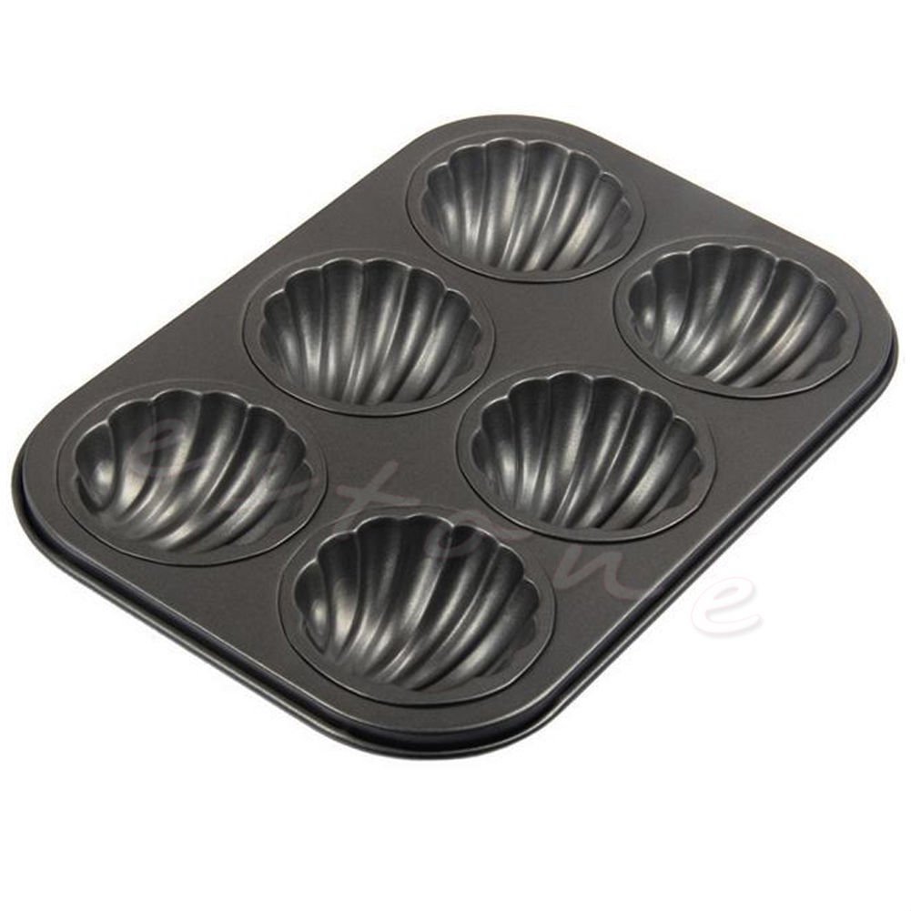 SCASTOE Baking Pan Cookie Candy Mold & 6 Cavity Non Stick Metal Shell ...