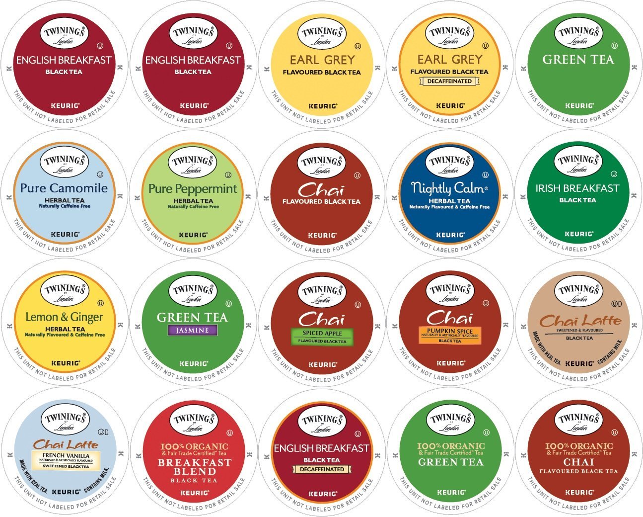 Twinings Keurig 2.0 K Cup Sampler Assortment 20 Count with 10 By The ...