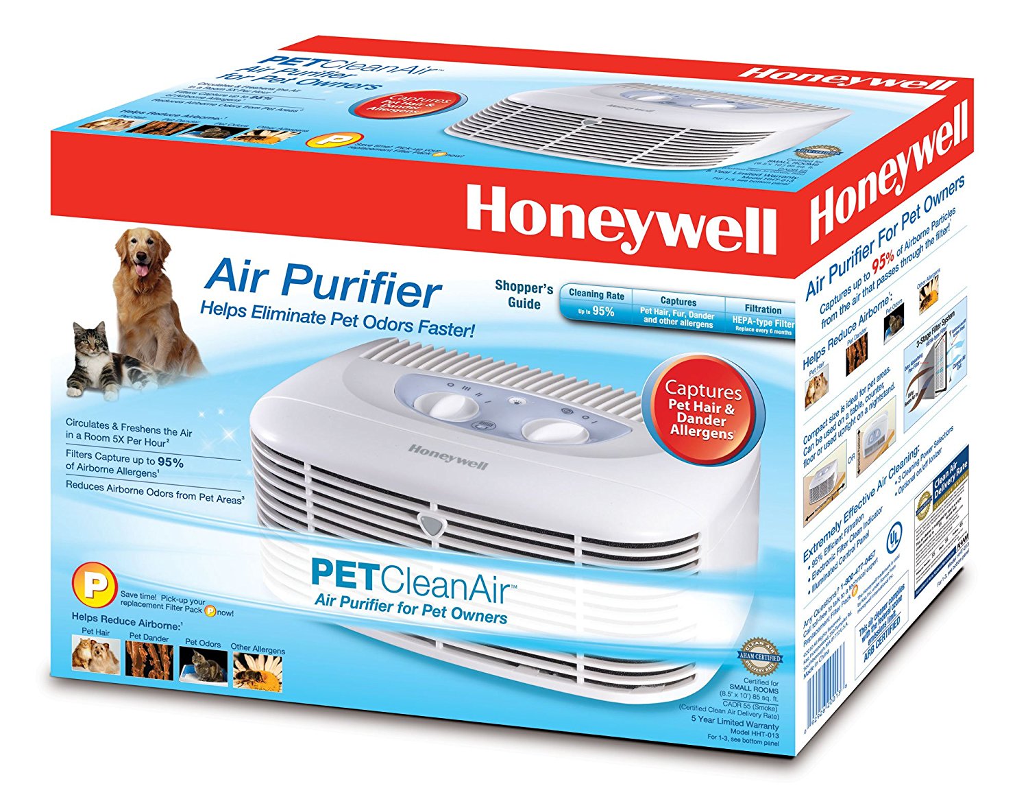 Honeywell Pet CleanAir Compact Tabletop Air Purifier for Pet Owners ...