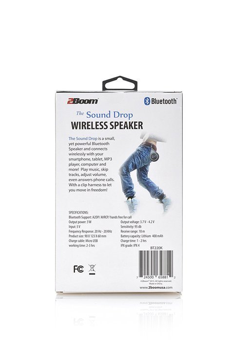2BOOM Mini Wireless Bluetooth Portable Speaker with Carabiner Shower ...