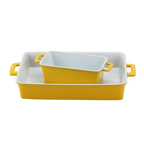 OmniWare Yellow Stoneware Bakers (Set of 2), Designed for Various ...