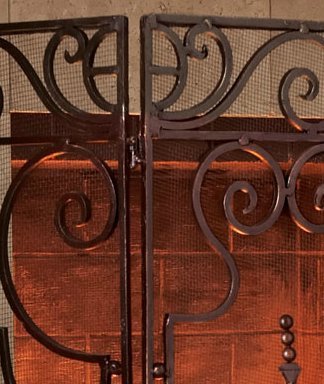 Ornate Monogrammed Chateau Iron and Marble Fireplace Screen N4 free ...