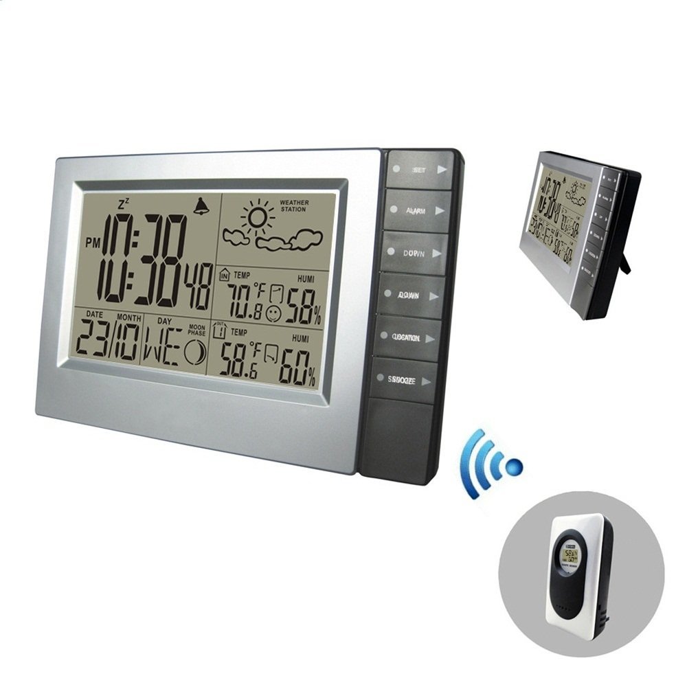 Wireless Weather Station, Digital Alarm Clock Indoor/outdoor ...
