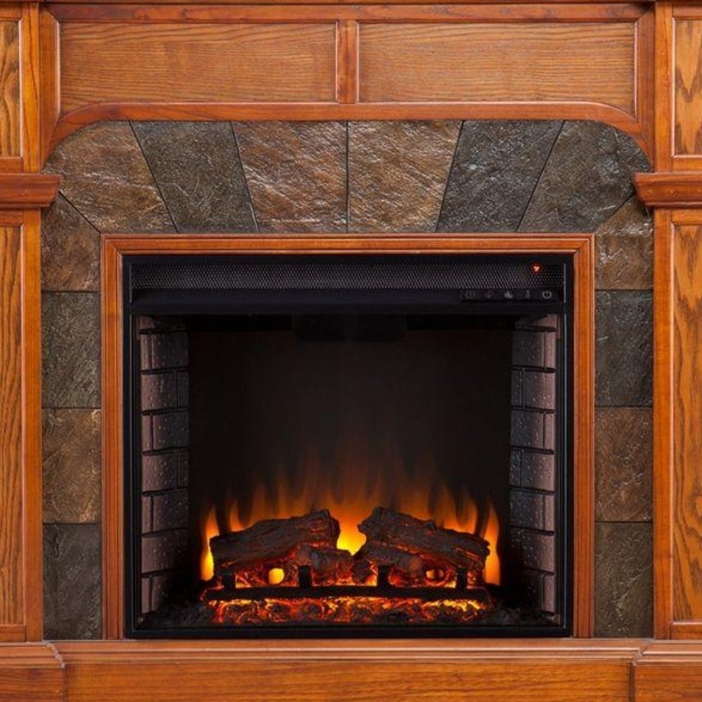 Avery 45 in. Convertible Electric Oak Indoor Portable Fireplace Heater, Wall Mounted or Cornered ...