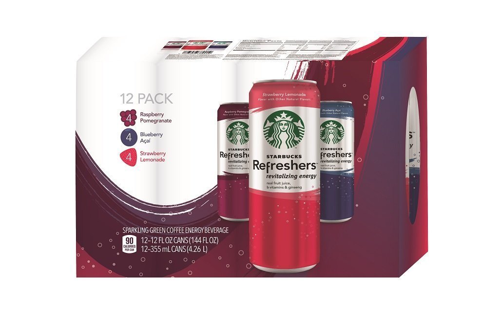 Starbucks Refreshers, 4 Flavor Variety Pack, 12 Ounce Slim Cans, 12 ...