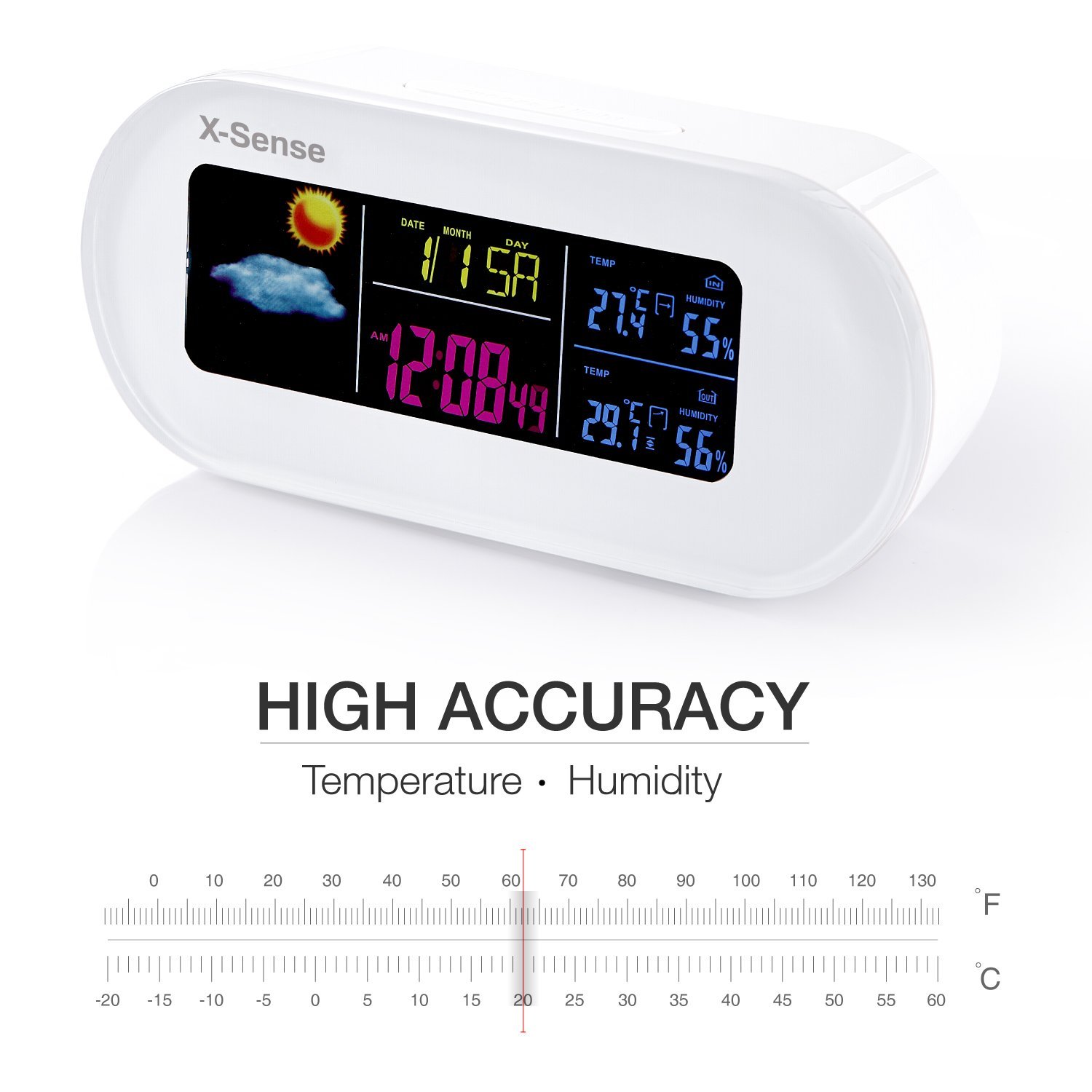 X-Sense Color Weather Station with Wireless Forecaster, Temperature ...
