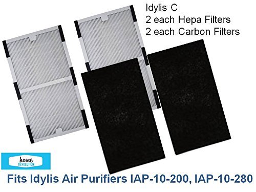 2-PACK Idylis C HEPA Air Purifier Filter PLUS 2-PACK CARBON Filters for ...