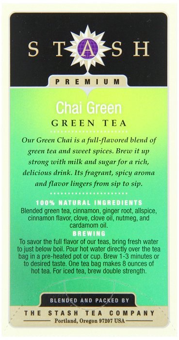 Stash Tea Green Chai Tea, 20 Count Tea Bags in Foil (Pack of 6) free ...