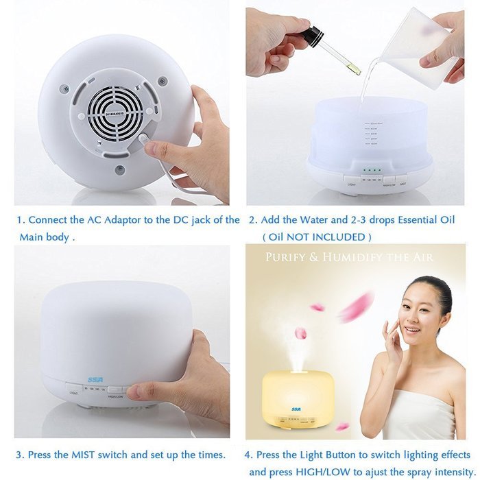 500 ml Essential Oil Diffuser for Aromatherapy - Cool Mist Air ...