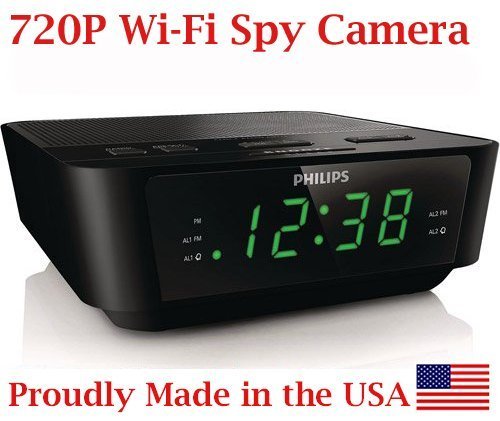 720p HD WIFI Alarm Clock Radio Spy Camera Wireless IP P2P Covert Hidden ...