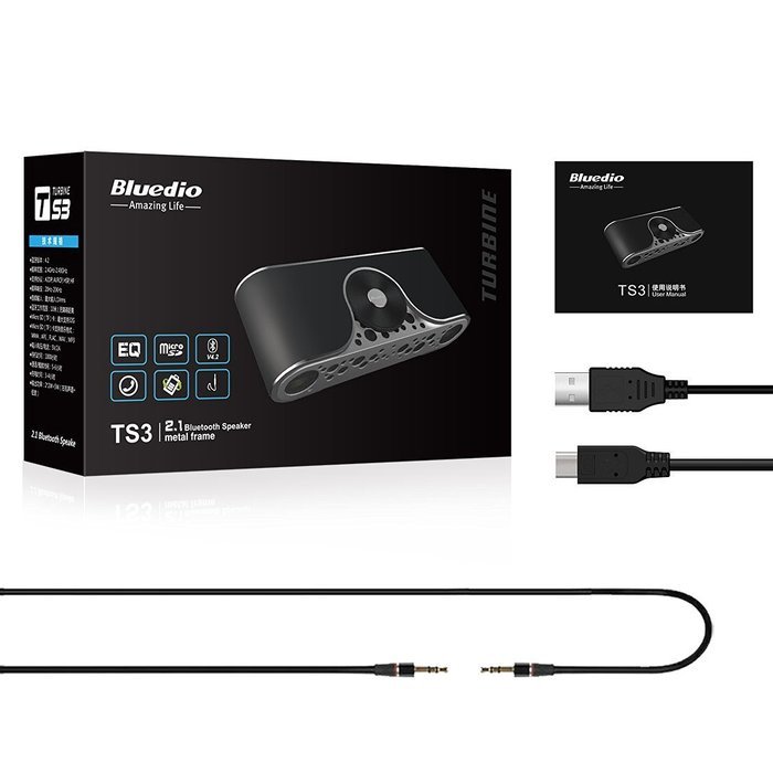 Bluedio TS-3(Turbine) 2.1 Channel Wireless Bluetooth Speaker with Micro ...