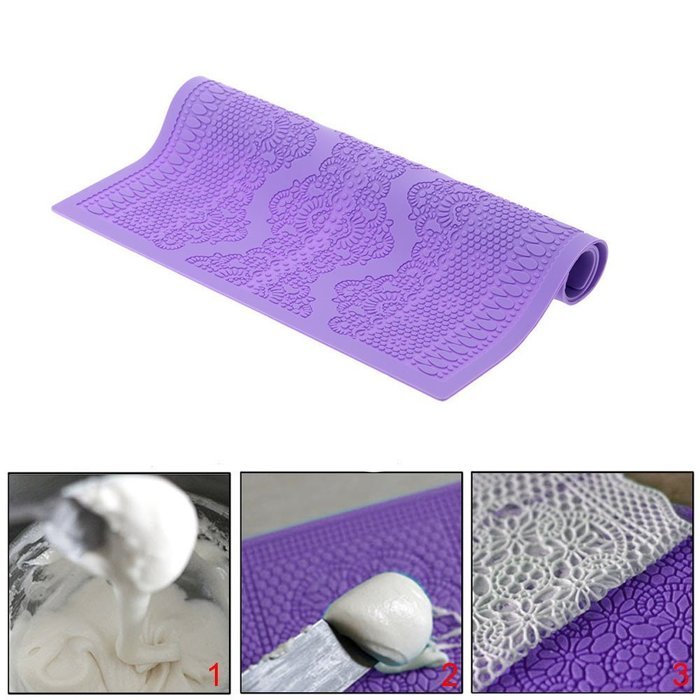 Efanr Non-stick Purple Silicone Sugar Fondant Cakes Lace Baking Mold ...