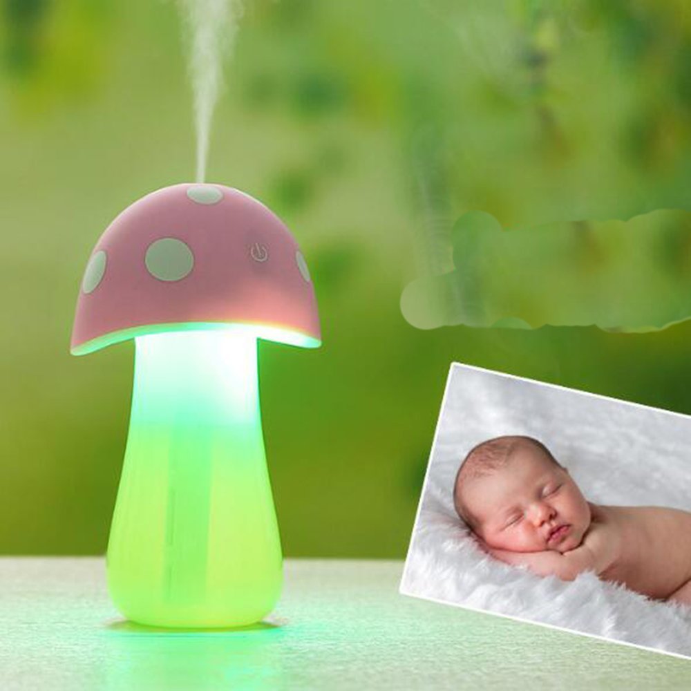 200ML Portable Mushroom Shape Mini USB Air Mist Humidifier with Night ...