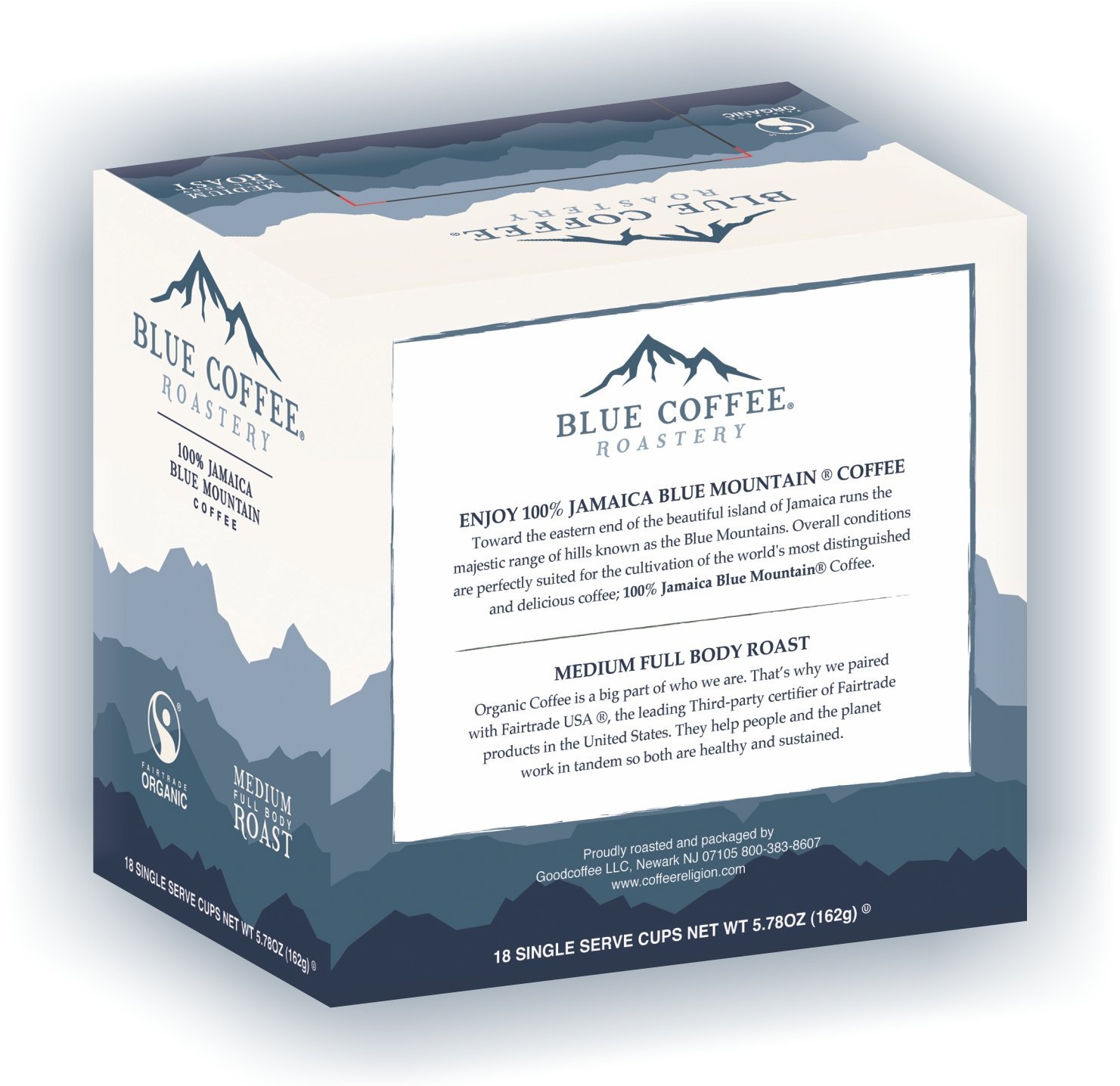 Blue Roastery Genuine Jamaica Blue Mountain Coffee K-Cups for Keurig 18 ...