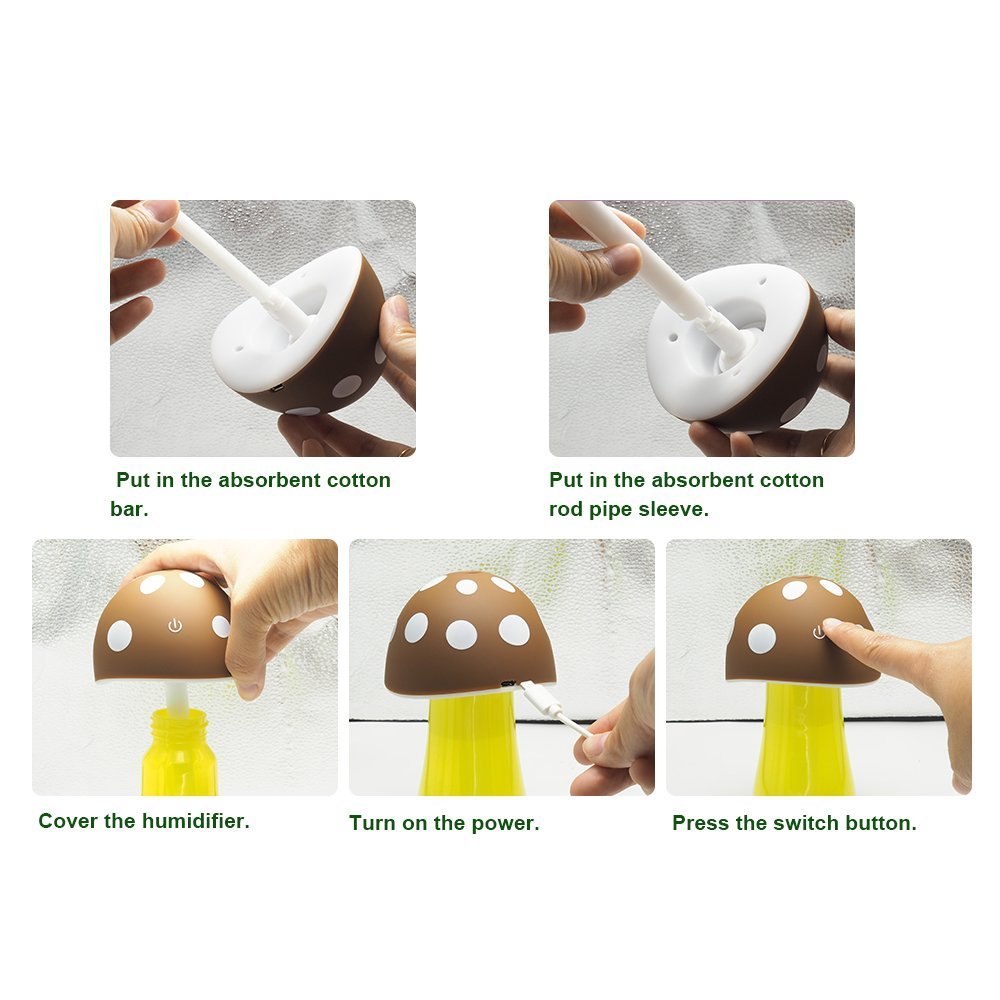 Fasthorse Mushroom Lamp Humidifier Portable USB Aromatherapy Aroma ...