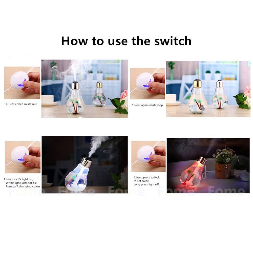 USB humidifier, Jaragar Portable Bulb Design Humidifier 400ml Capacity ...