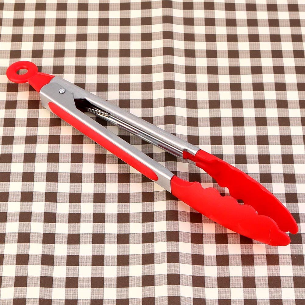 10"inch Stainless steel Plastic Kitchen Tongs BBQ Clip Salad Bread ...