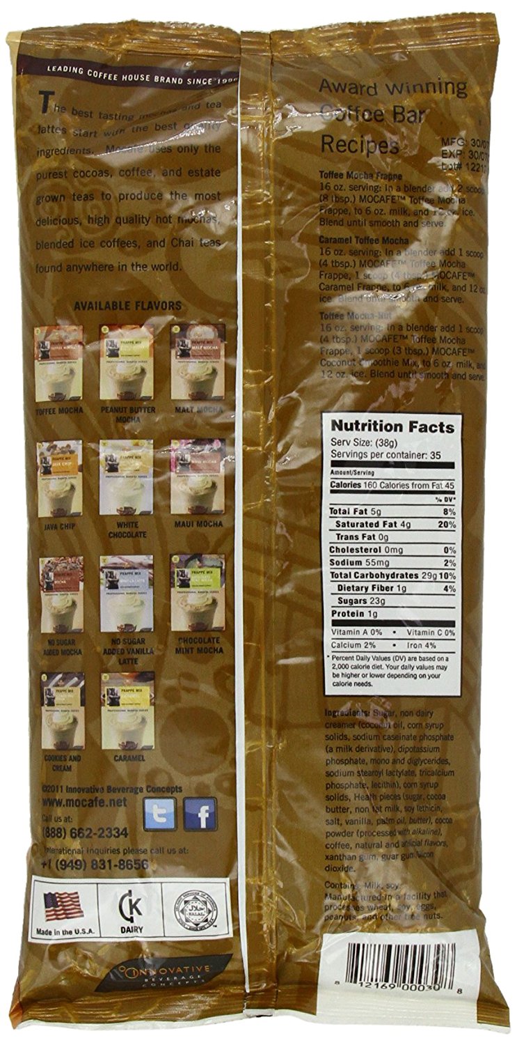 MOCAFE Frappe Toffee Mocha, Ice Blended Coffee, 3-Pound Bag free image ...