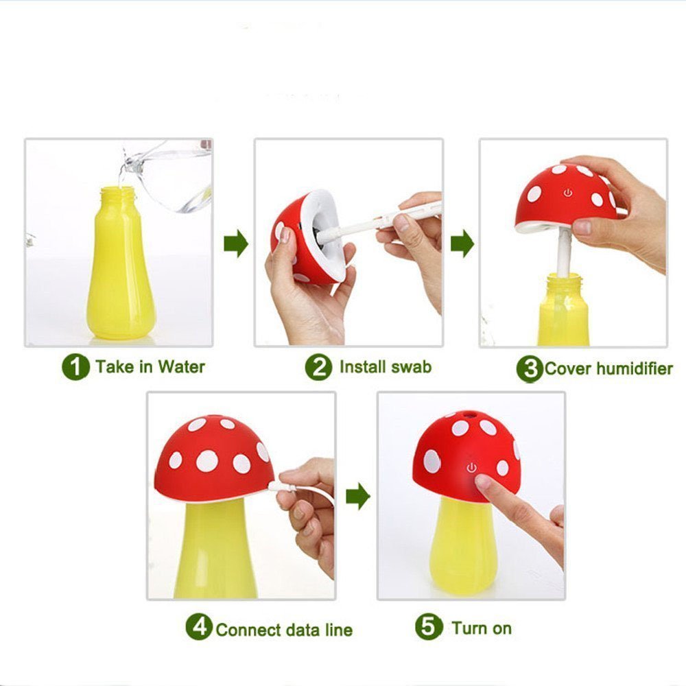 Rubility USB 200ml Humidifier Ultrasonic Aroma Humidifier with LED ...