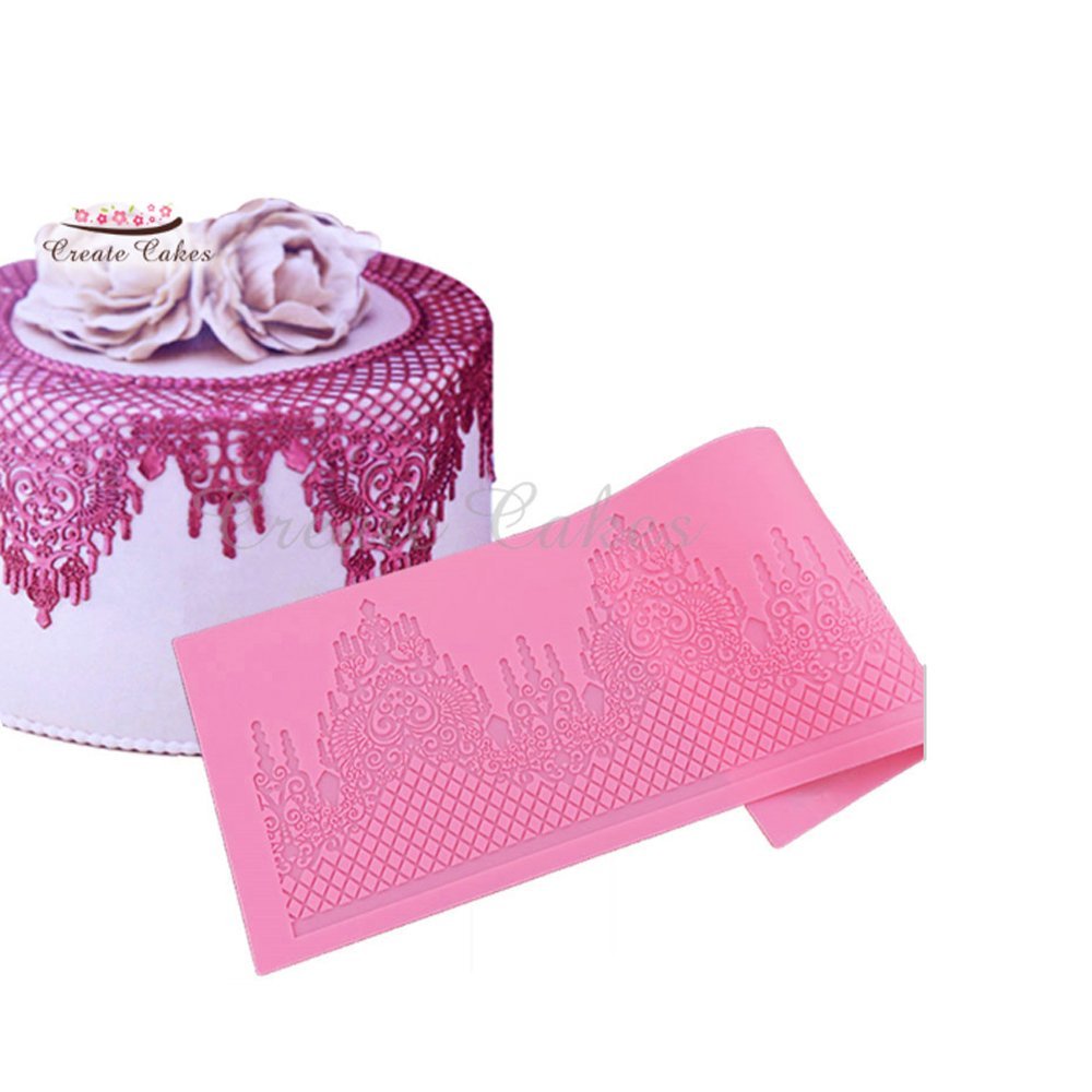 Castle Cake Lace Mat Sugar Lace Pad Cake Brim Decoration Silicone Mold ...