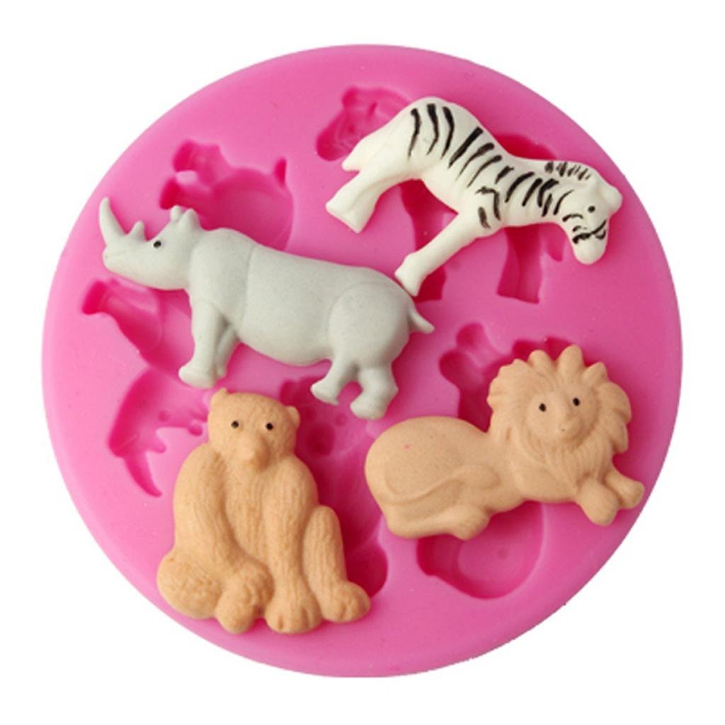 FOUR-C Gum Paste Molds Different Animals Silicone Mould for Cake Color ...