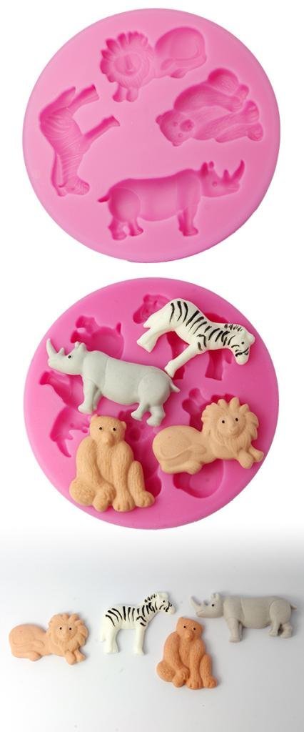 FOUR-C Gum Paste Molds Different Animals Silicone Mould for Cake Color ...