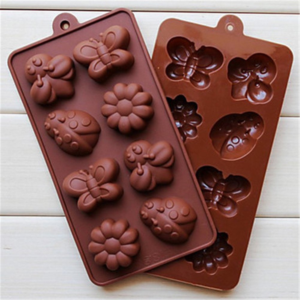 Silicone Eight Holes Assorted Insects Shape Chocolate Tray (Color ...