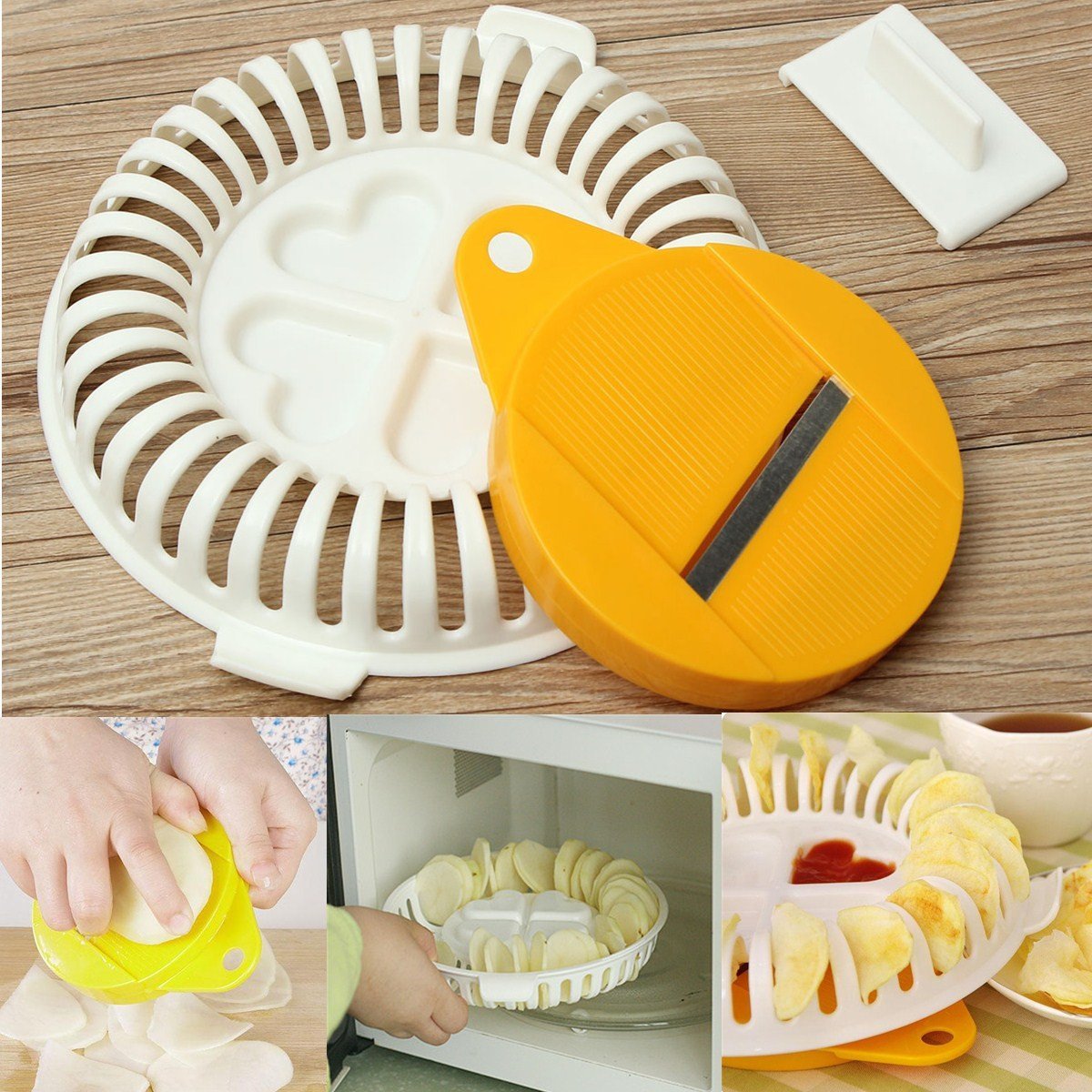 "Kitchen Microwave Apple Potato Vegetable Crisp Chip Slicer Maker ...