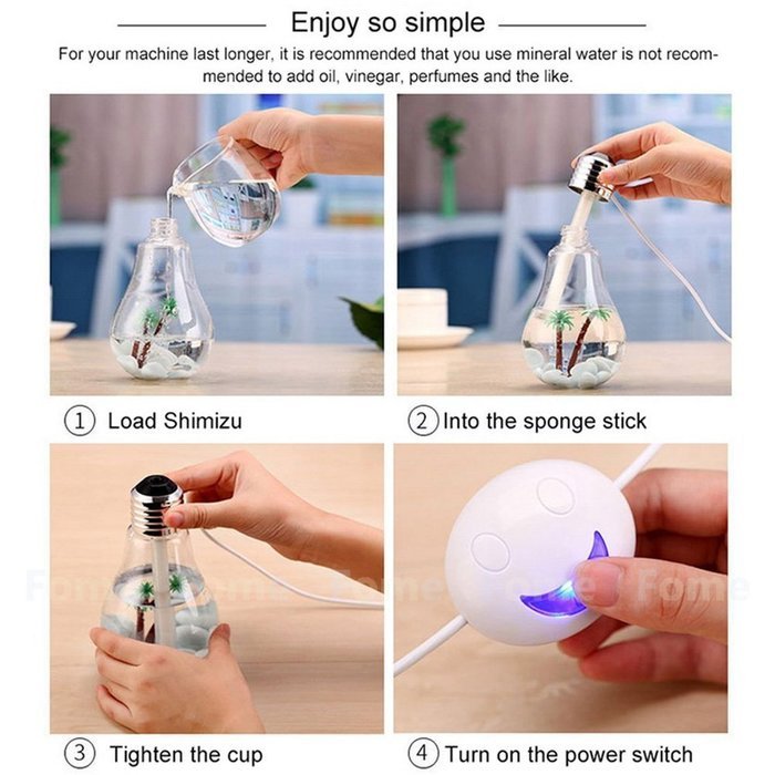 USB humidifier, Jaragar Portable Bulb Design Humidifier 400ml Capacity ...