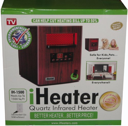 NEW iHeater IH-1500 Wood Finish Quartz Infrared Portable Home Heater ...