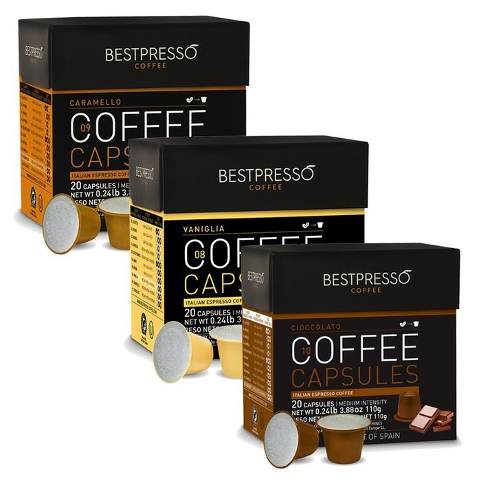 Nespresso Compatible Gourmet Coffee Capsules-60 Pod Variety Pack ...