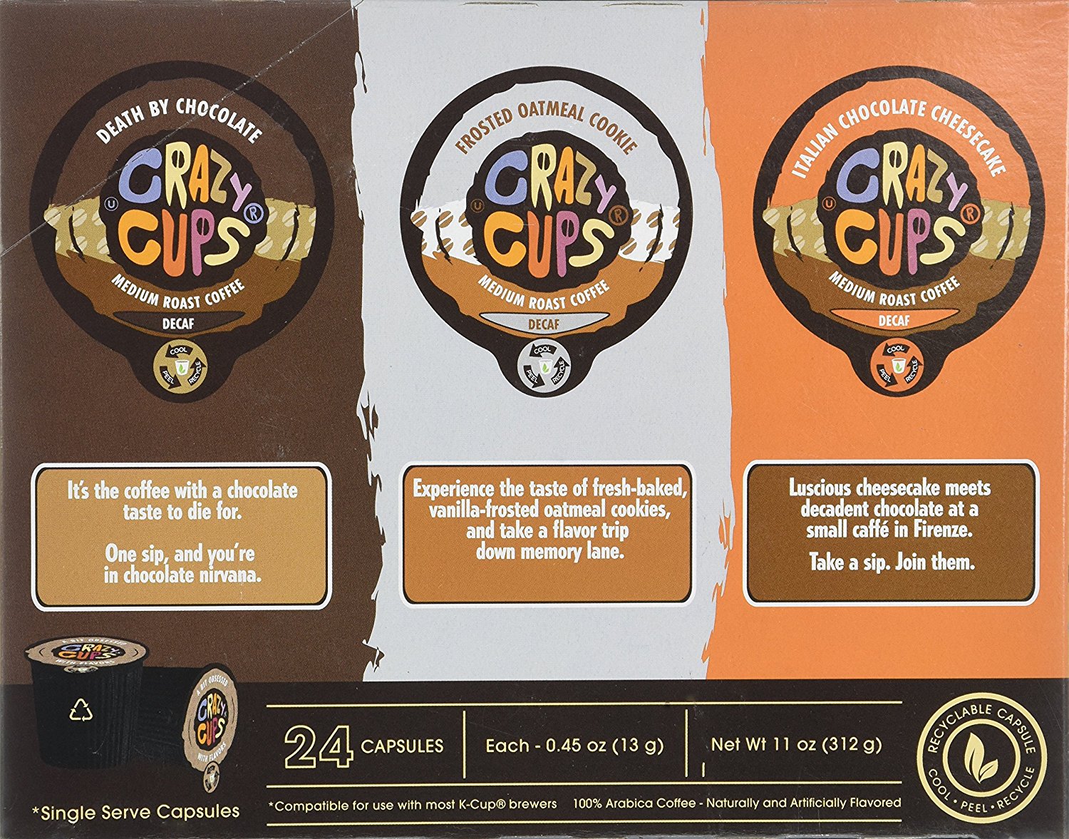 Crazy Cups Decaf Flavored Lovers Single Serve Cups for Keurig K Cups ...