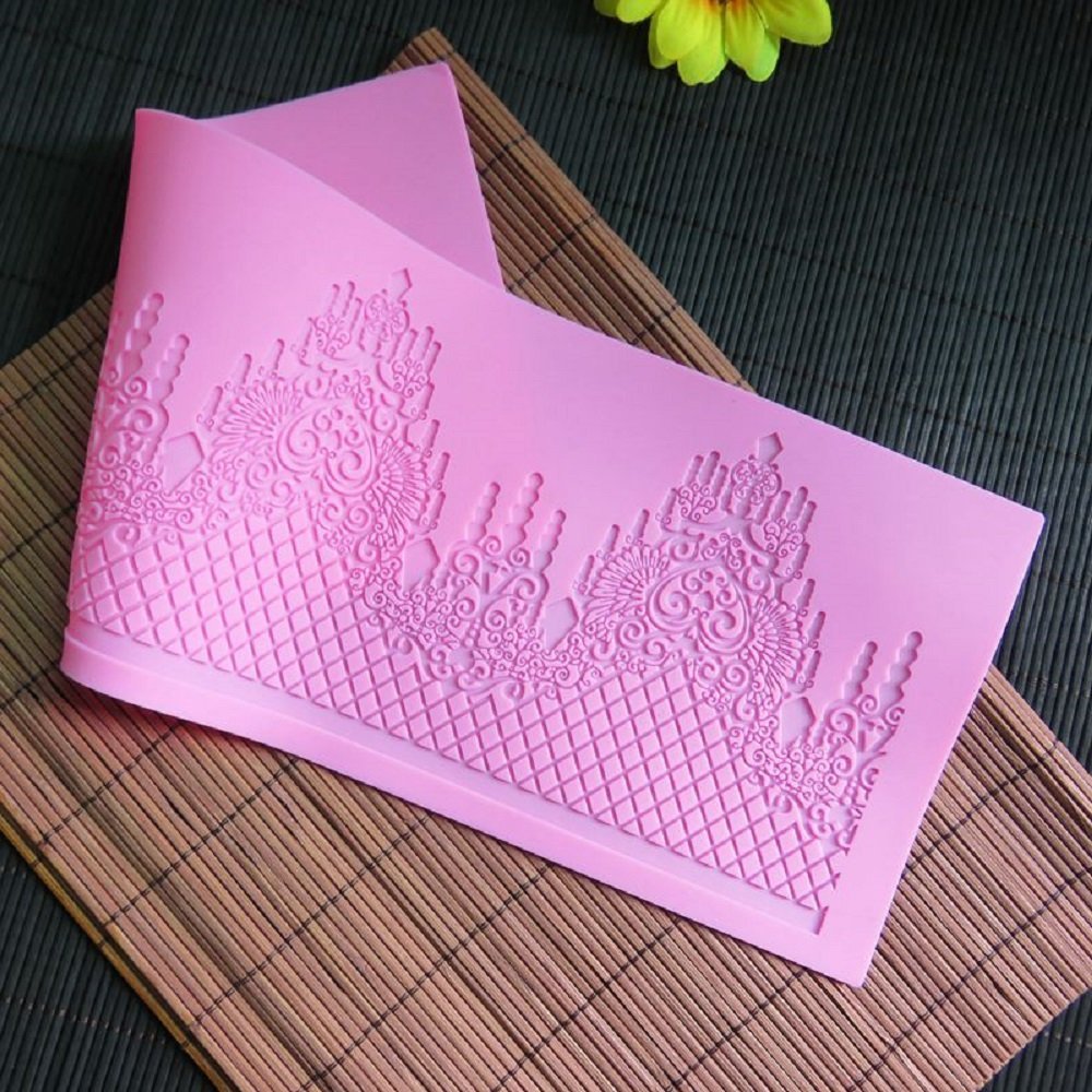 Castle Cake Lace Mat Sugar Lace Pad Cake Brim Decoration Silicone Mold ...
