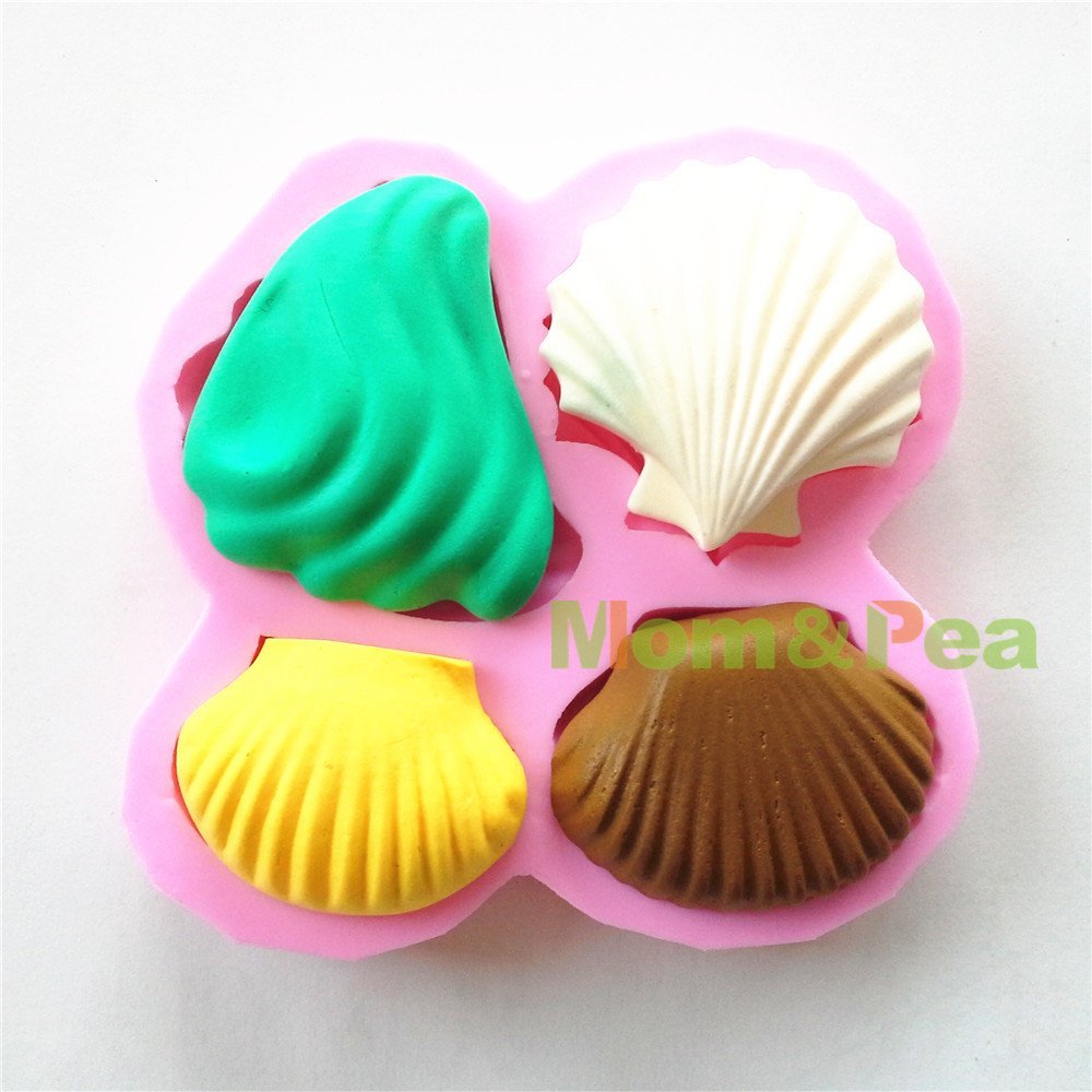 Mom&pea 0590 Shells Shaped Silicone Mould for Fondant Cake Sugar Paste ...