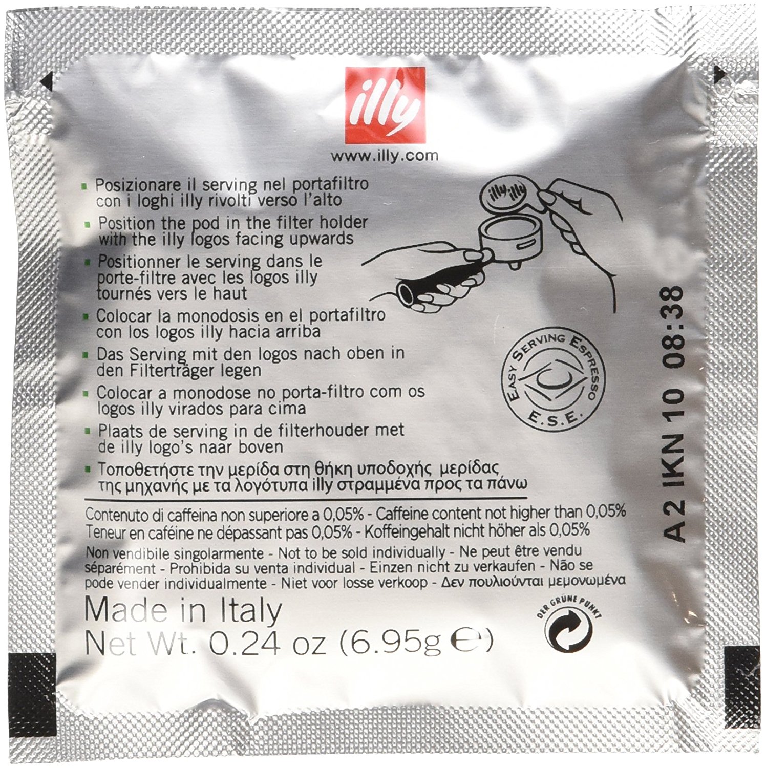 Illy Caffe Espresso Pods (Decaffeinated, Green Band) 18 Count Box N3 free image download