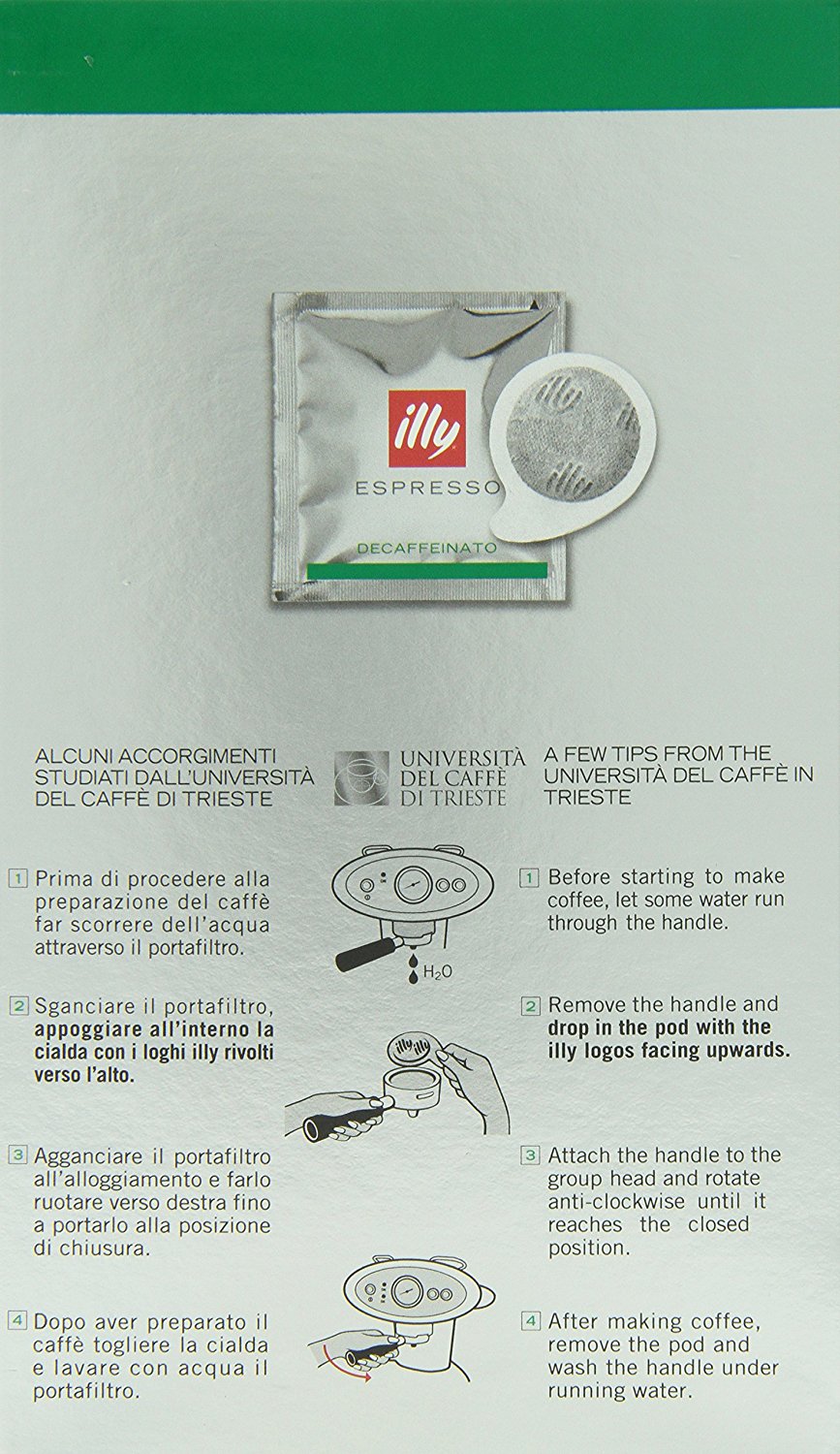 Illy Caffe Espresso Pods (Decaffeinated, Green Band) 18 Count Box N6 free image download