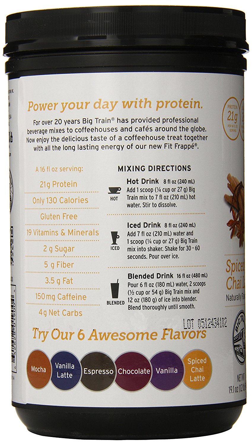 Fit Frappe Protein Drink Mix, Chai, 19.1 Ounce free image download
