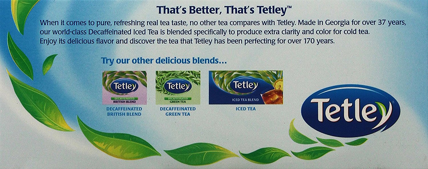 Tetley Naturally Decaffeinated Iced Tea Blend, Family Size, 24-Count ...