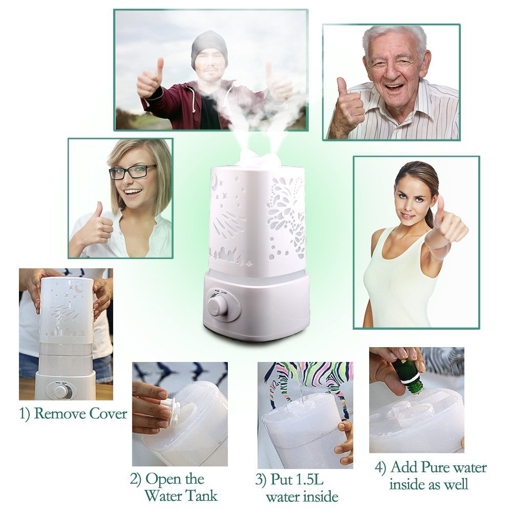 Konliking Aromatherapy Essential Oil Diffuser With Colorful LED Lights ...