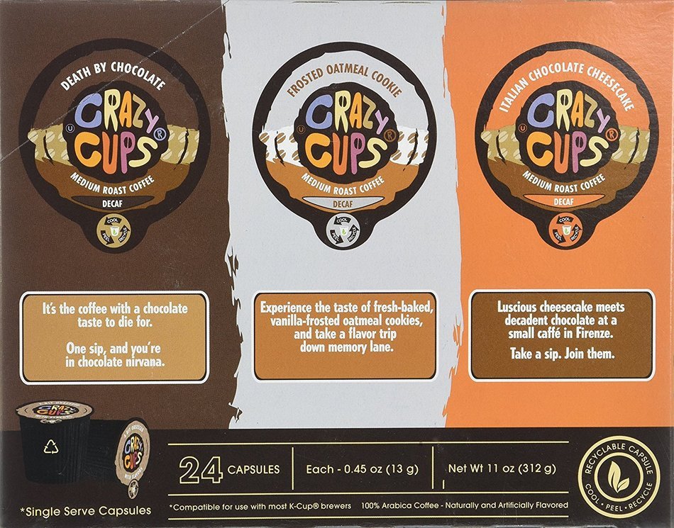 Crazy Cups Decaf Flavored Lovers Single Serve Cups for Keurig K Cups ...