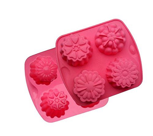 Flower Shape Chocolate Ice Lattice Mold 4 Cups Silicone Cake Moulds ...