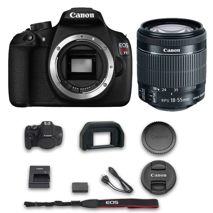 Canon T5 DSLR Camera + 18-55mm IS II Lens + All Original Accessories ...
