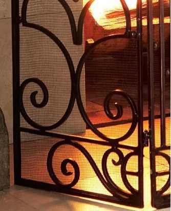 Ornate Monogrammed Chateau Iron and Marble Fireplace Screen N5 free ...