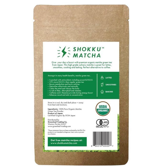 Shokku Organic Japanese Matcha Green Tea Powder (4 Oz, FDA 100% Organic ...