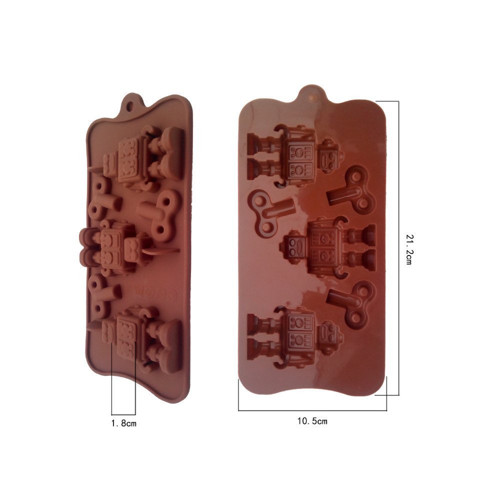 Cute Robot Shape Chocolate Silicone Mold Baking Cake Decoration Mould ...