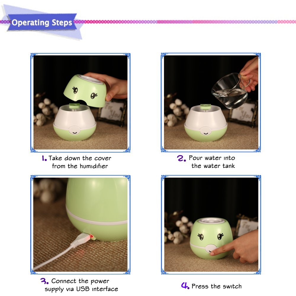 Anself USB Cool Mist Humidifier, Whisper-quiet Operation Air Cleaning ...